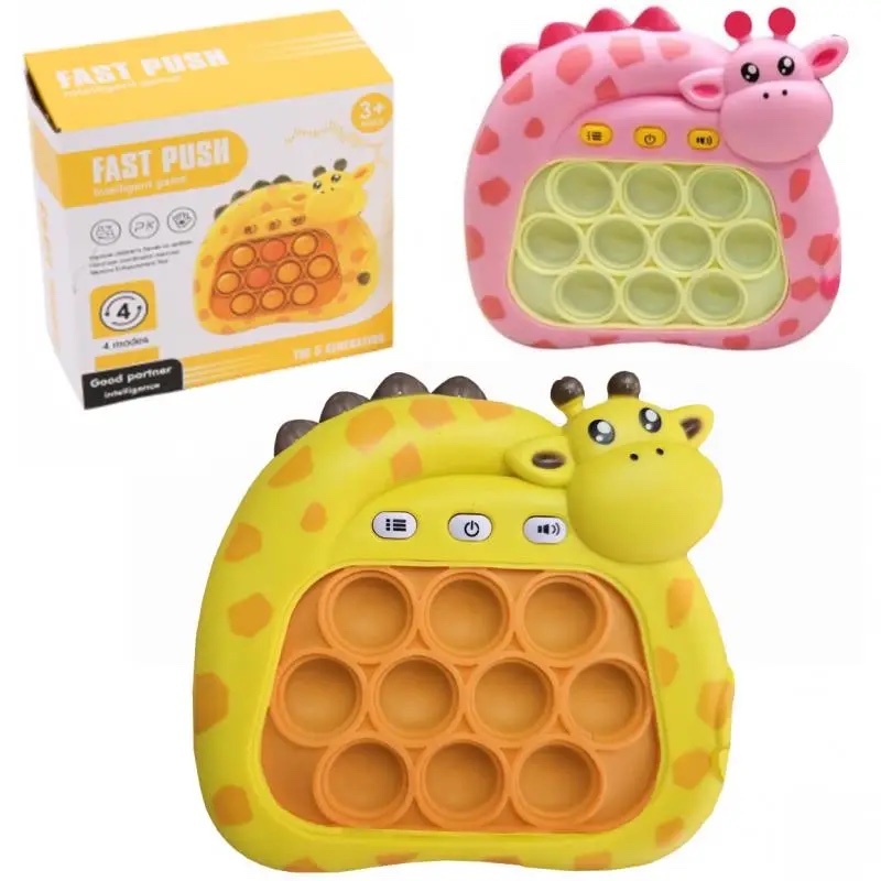 Joc interactiv Pop-It, anti-stres, cu sunete si lumini, Girafa, fara ...