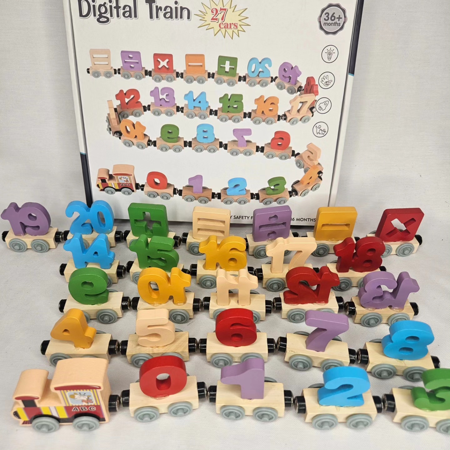 Tren magnetic montrssori cu cifre si semne de matematica – kinder.md