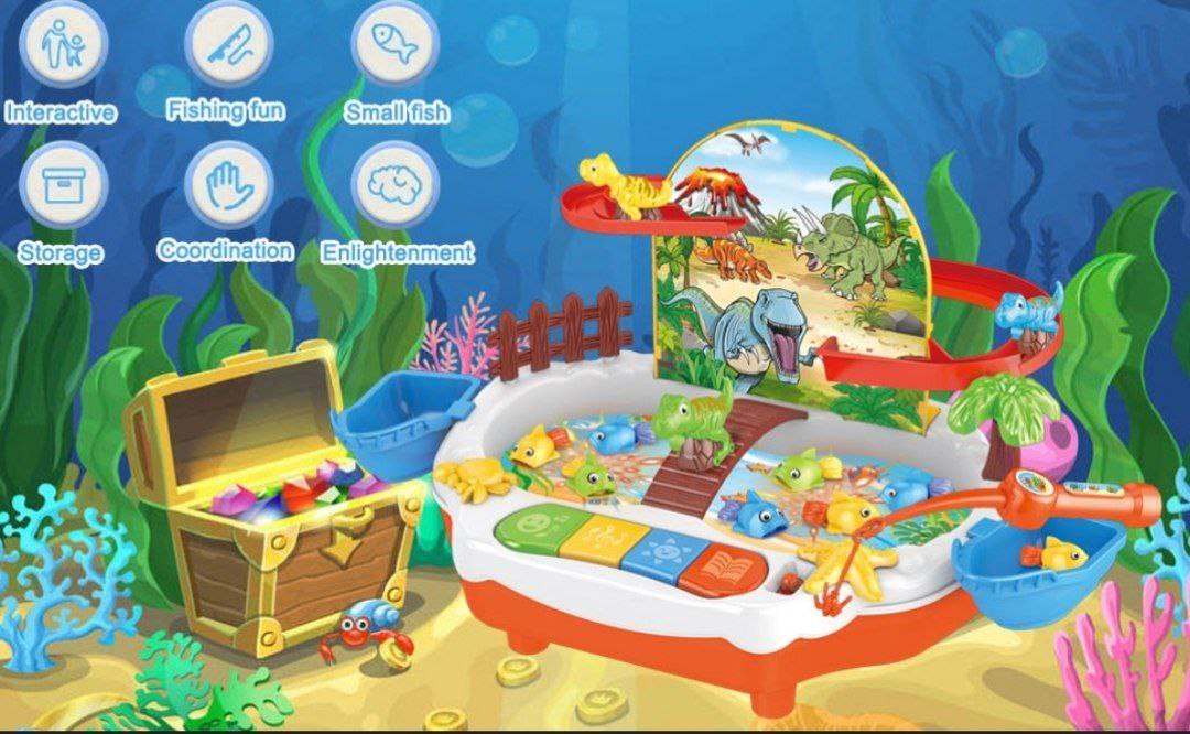Joc Muzical Pescuit Magnetic cu Peștișori și Dinozauri Plastic – kinder.md