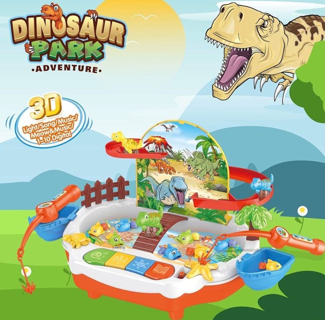 Joc Muzical Pescuit Magnetic cu Peștișori și Dinozauri Plastic – kinder.md