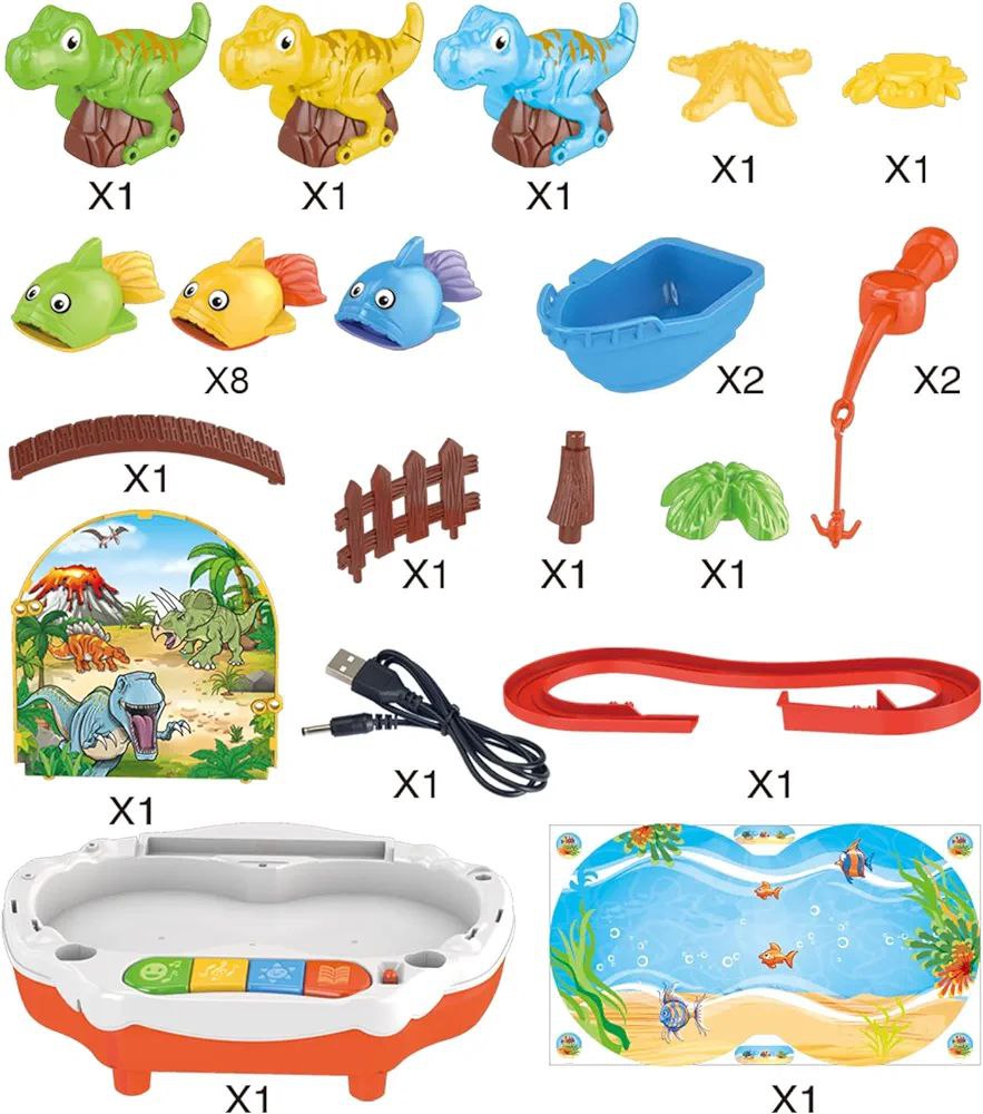Joc Muzical Pescuit Magnetic cu Peștișori și Dinozauri Plastic – kinder.md